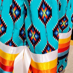 Native American Ribbon Skirt Tribal Dance Ribbon Skirt Turquoise Ribbon ...