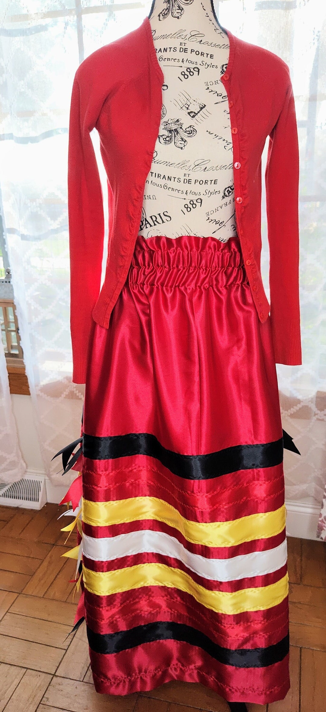 Native American Ribbon Skirt Red Satin Ribbon Skirt Indigenous Ribbon ...