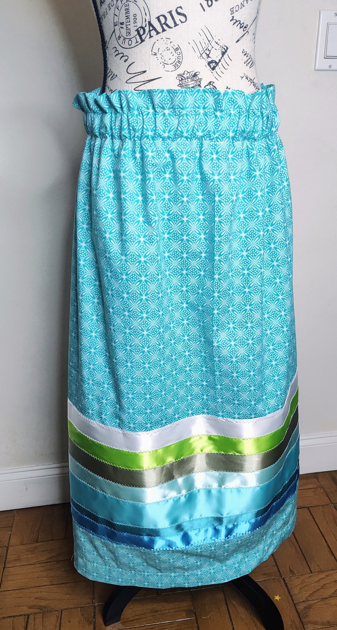 Native American Ribbon Skirt, Turquoise Ribbon Skirt Special Occasions ...