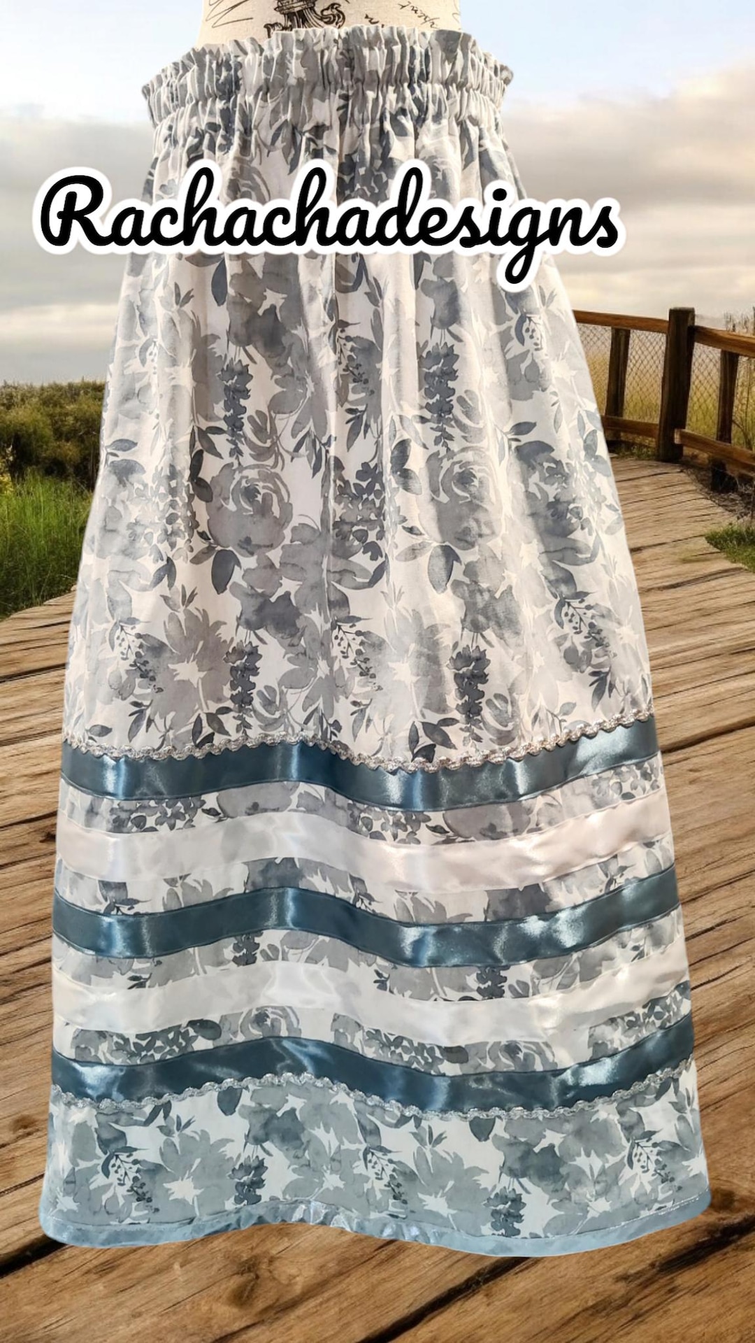 Ribbon Skirt Blue Floral Ribbon Skirt Floral Ribbon Skirt Blue Ribbon ...