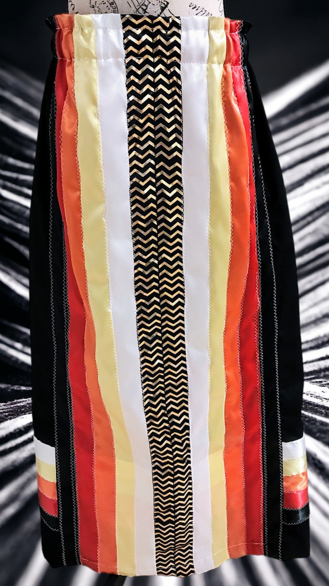 Native American Traditional Regalia Flair Ribbon Skirt Black Ribbon ...