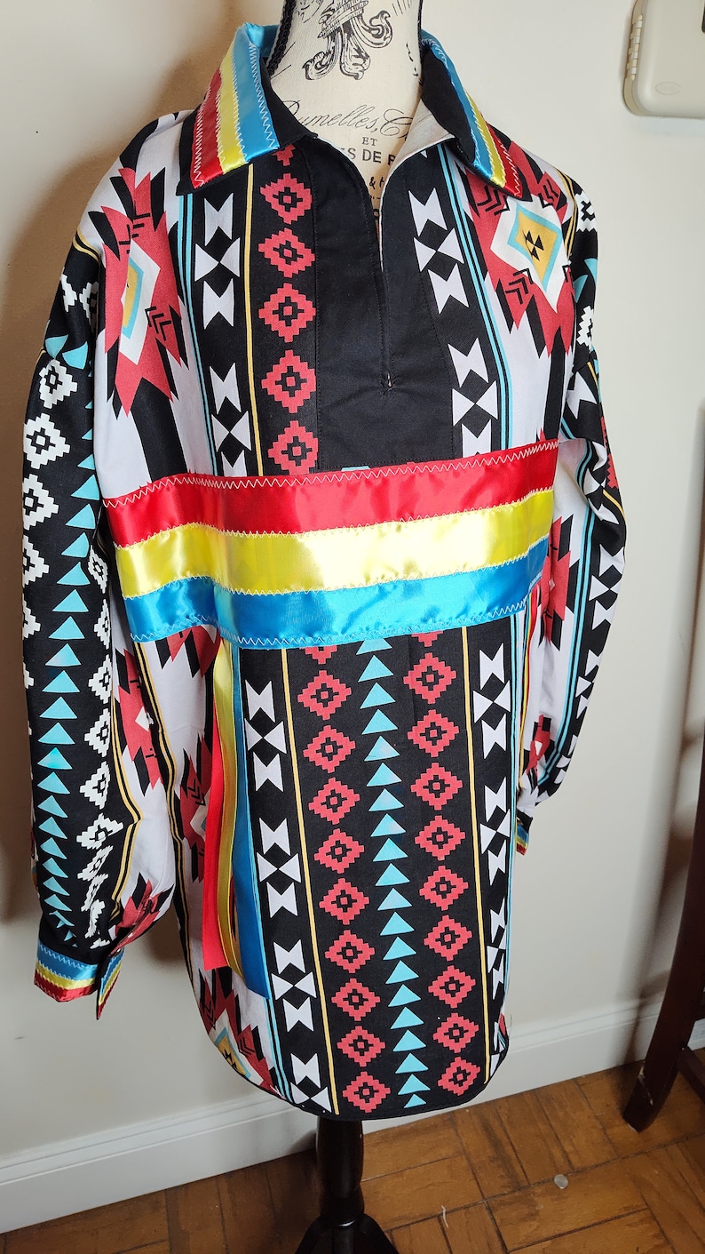 Native American Ribbon Shirt, Native Ribbon Shirt, Tribal Black Drop ...