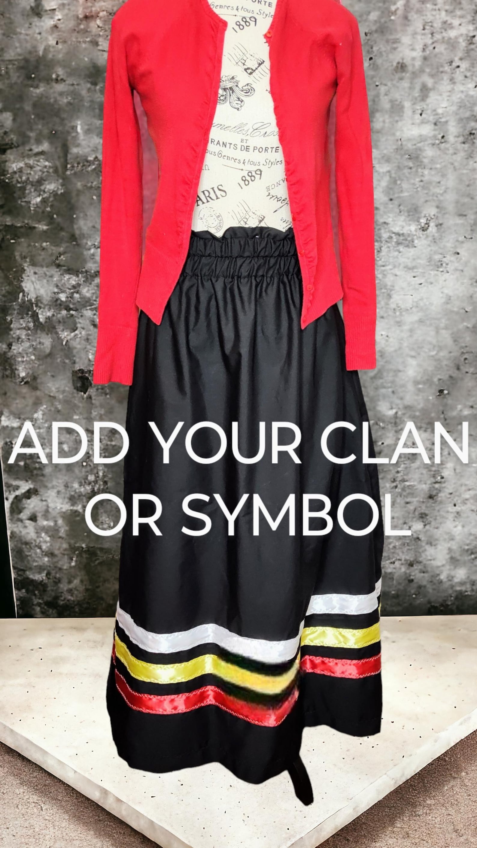 ADD YOUR CLAN or Symbol, Ribbon Skirt Native American Made Ribbon Skirt ...