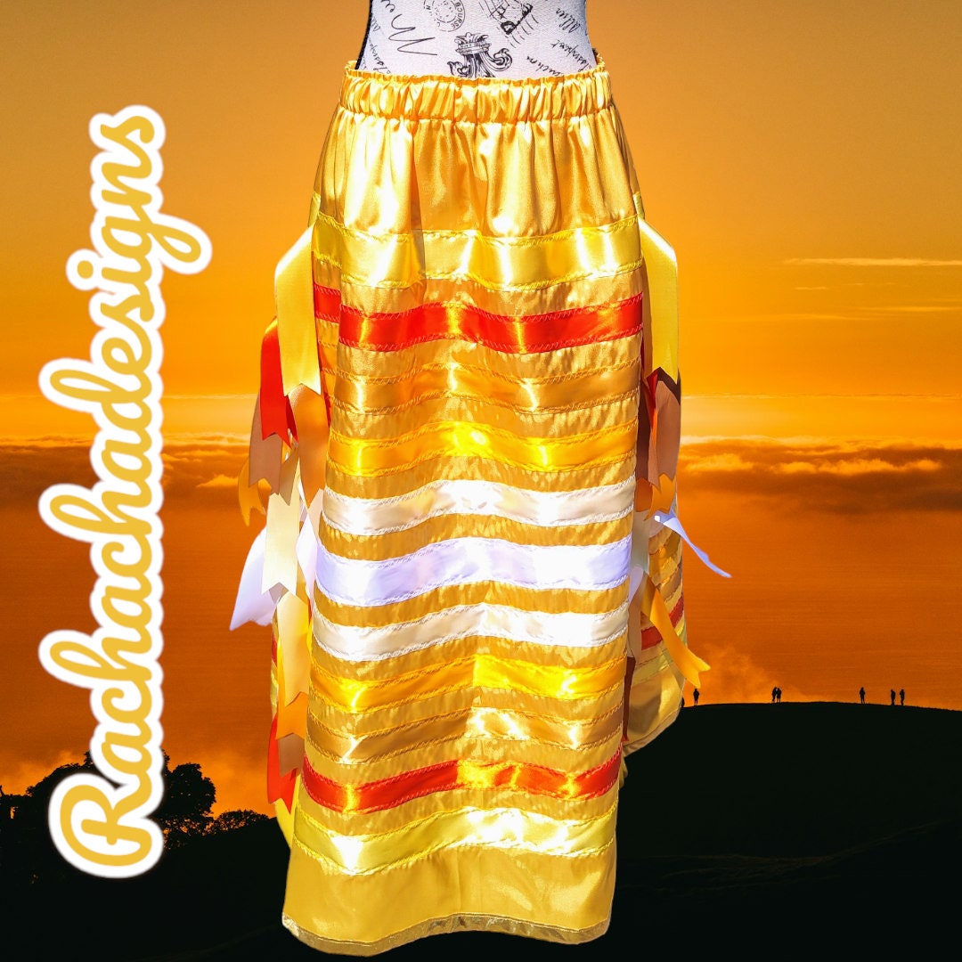 Native American Ribbon Skirt Sunrays Ribbon Skirt Yellow Ribbon Skirt ...