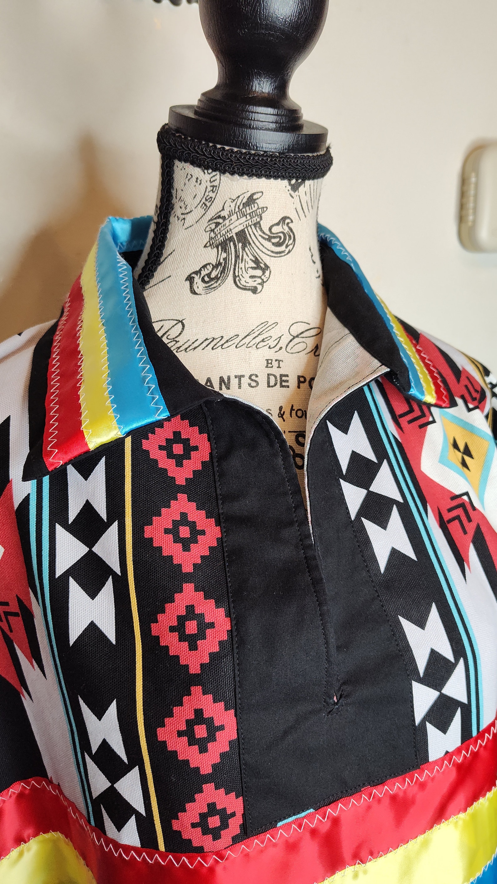 Native American Ribbon Shirt, Native Ribbon Shirt, Tribal Black Drop ...