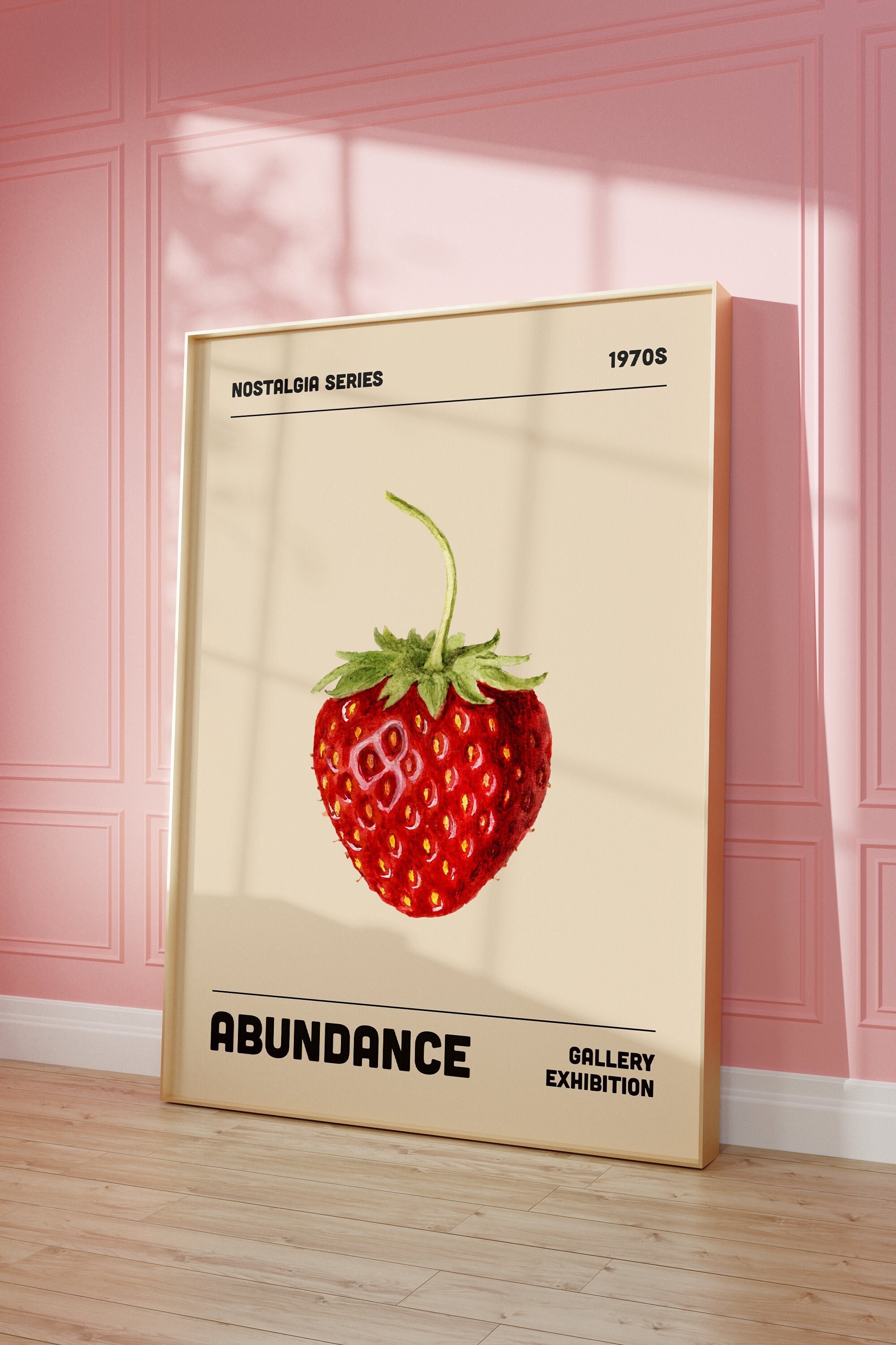 Strawberry Poster Vintage Illustration Poster Retro Fruit Poster ...