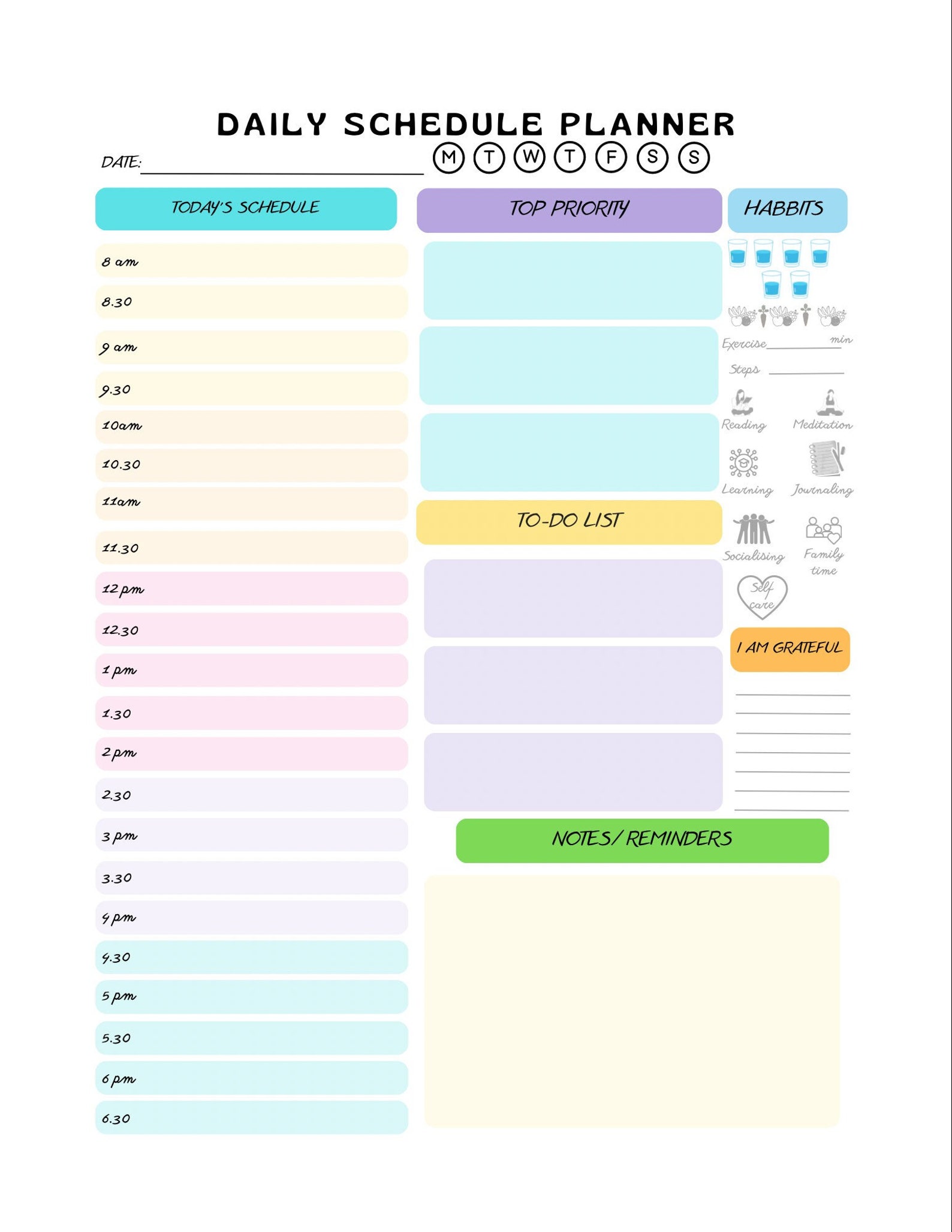 Daily Schedule Planner 2 - Etsy