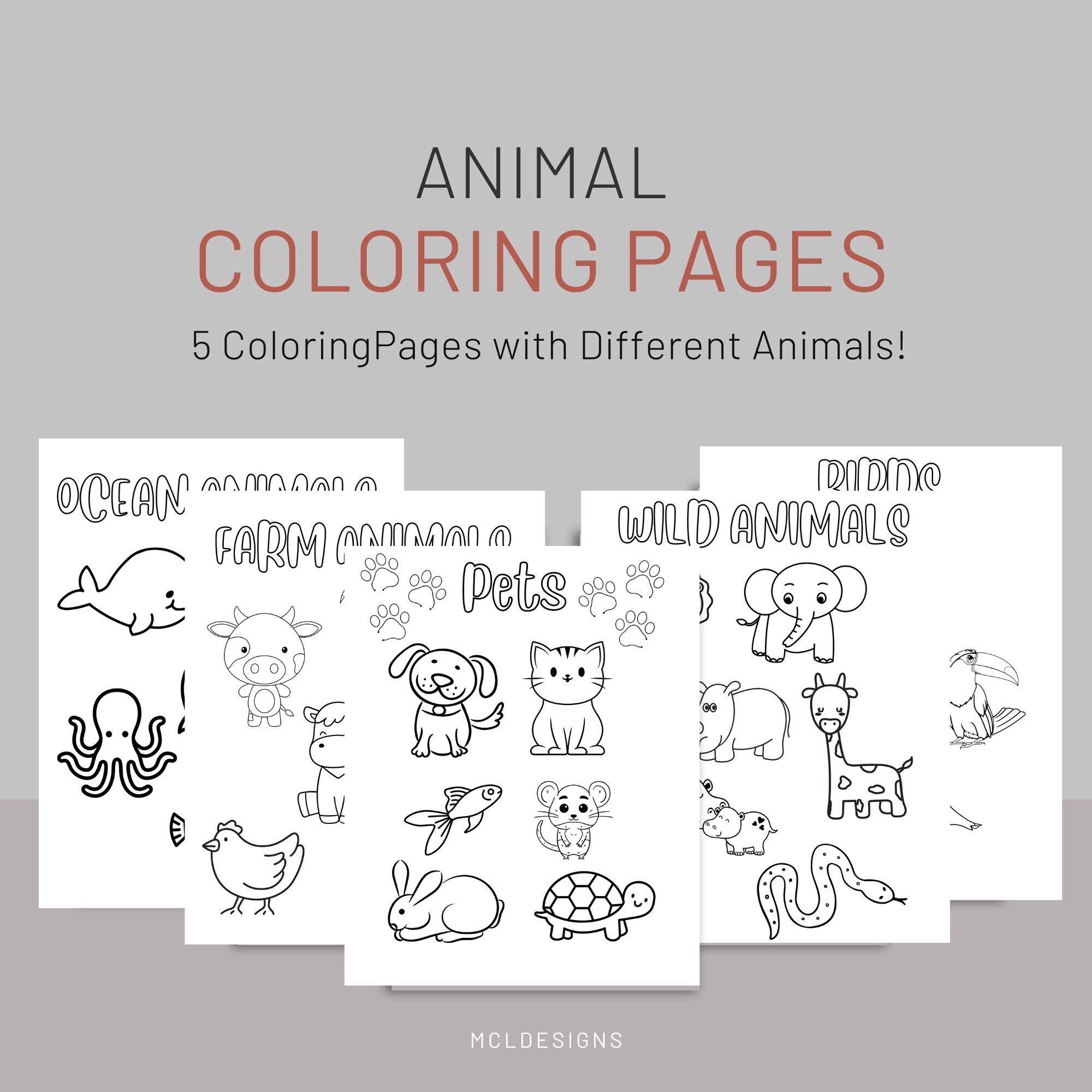 Animal Coloring Pages - Etsy