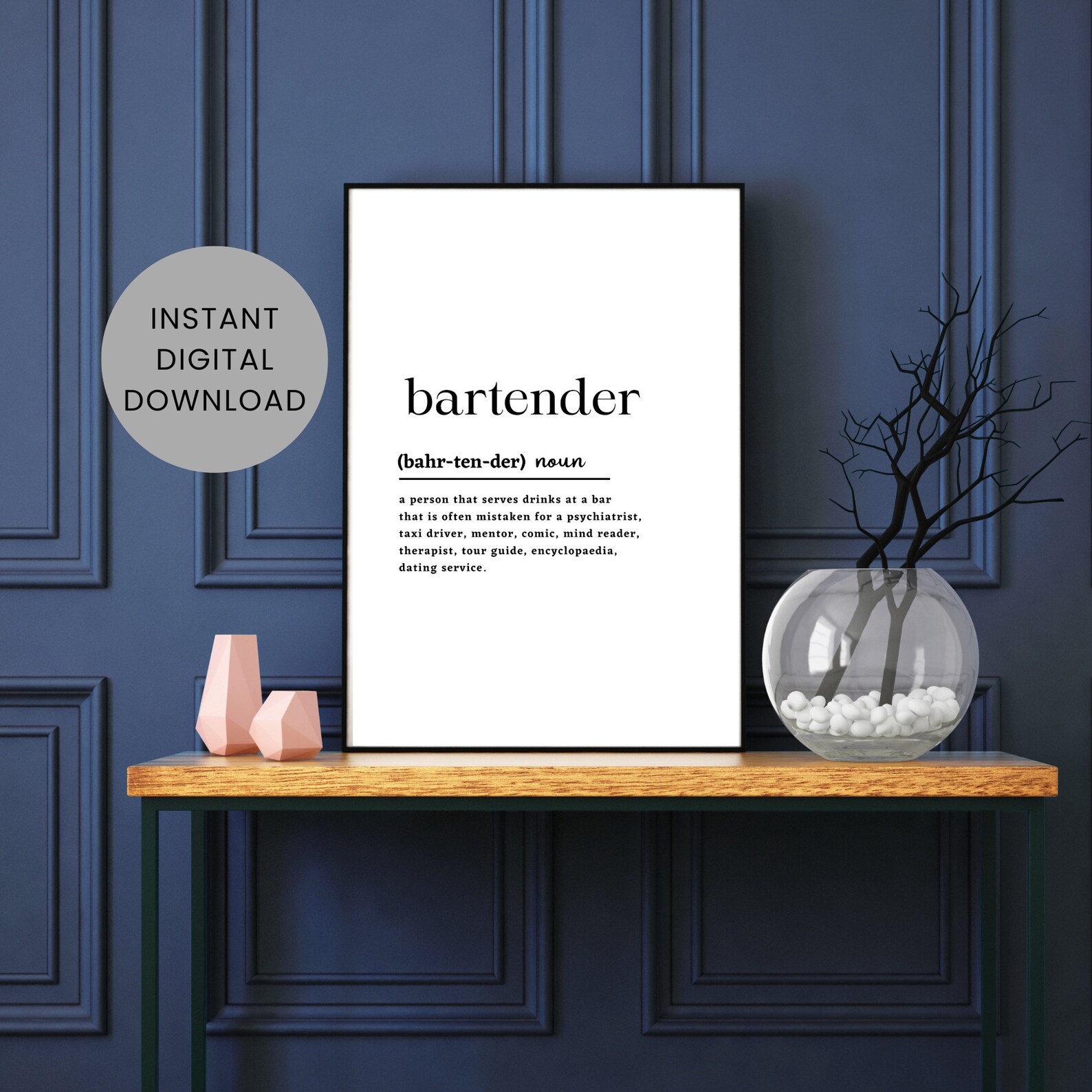 Bartender Definition Print, Bartender Quote, INSTANT DOWNLOAD ...