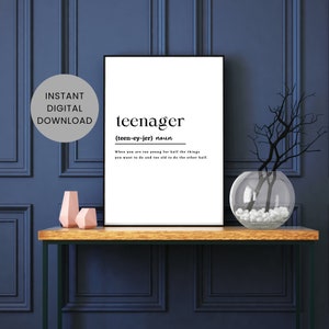 Teenager Definition Print, Teenager Sign, Teenager Gift, Teen Print ...