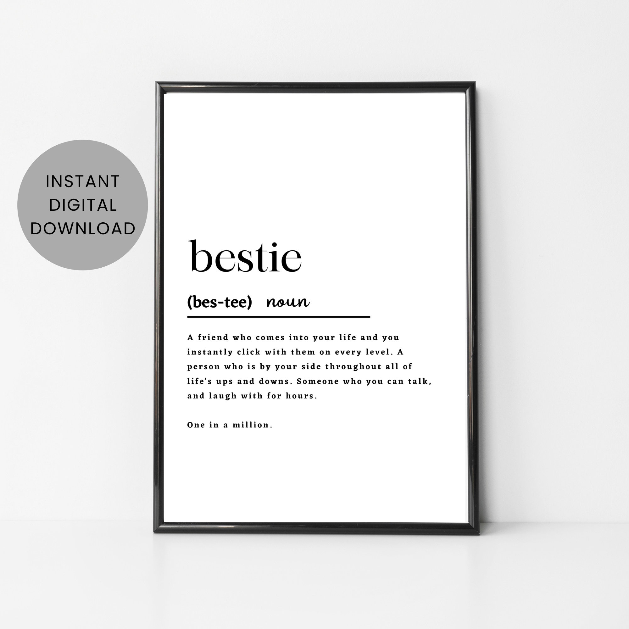 Bestie Definition Print, Best Friend Print, Bestie Birthday Gift ...