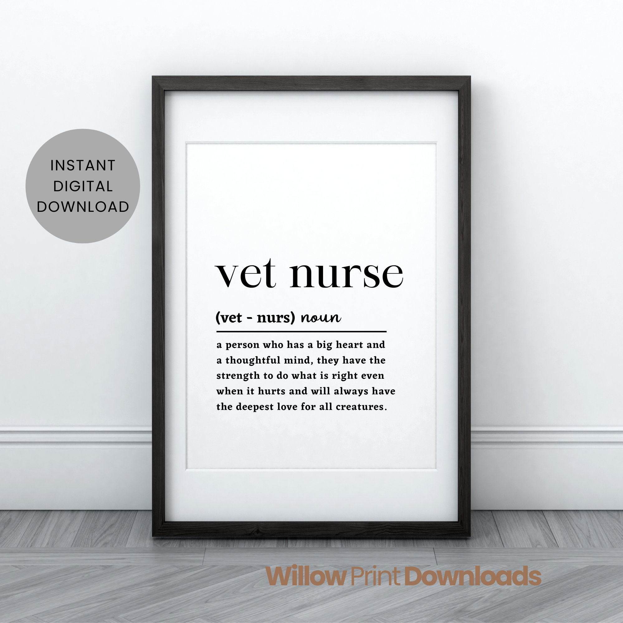 Vet Nurse Definition Print, Vet Nurse Thank You Gift, INSTANT Digital ...