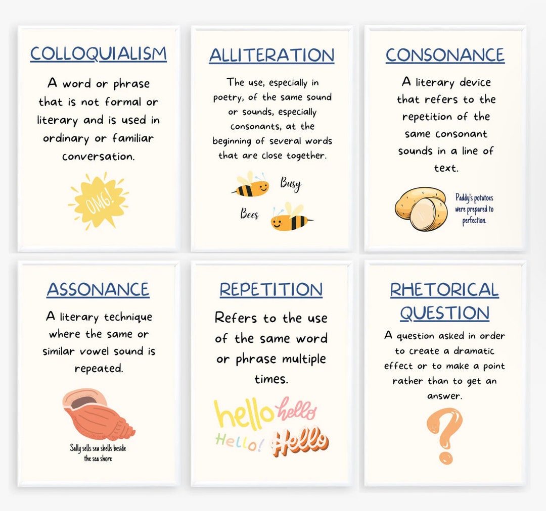 Literary Devices Posters; High School; Middle School; English Classroom ...