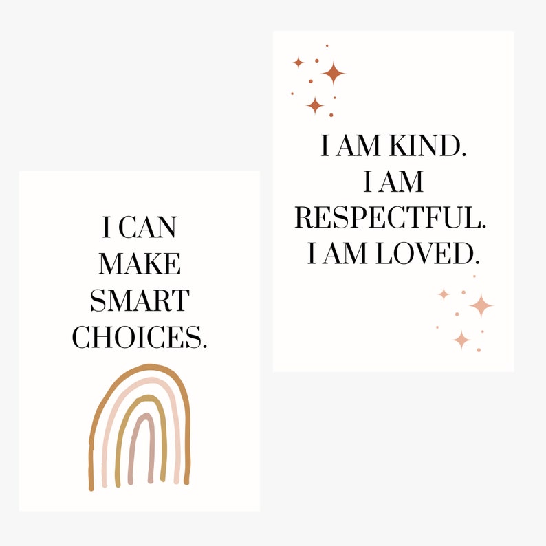 Boho Student Affirmations Growth Mindset Prints Positive | Etsy