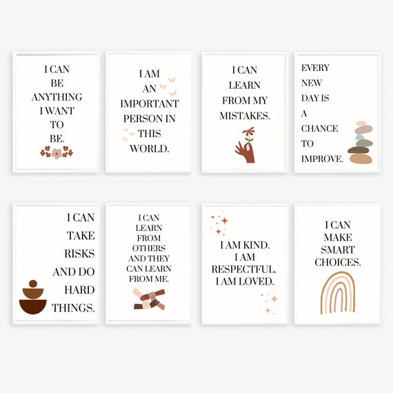 Boho Student Affirmations Growth Mindset Prints Positive | Etsy