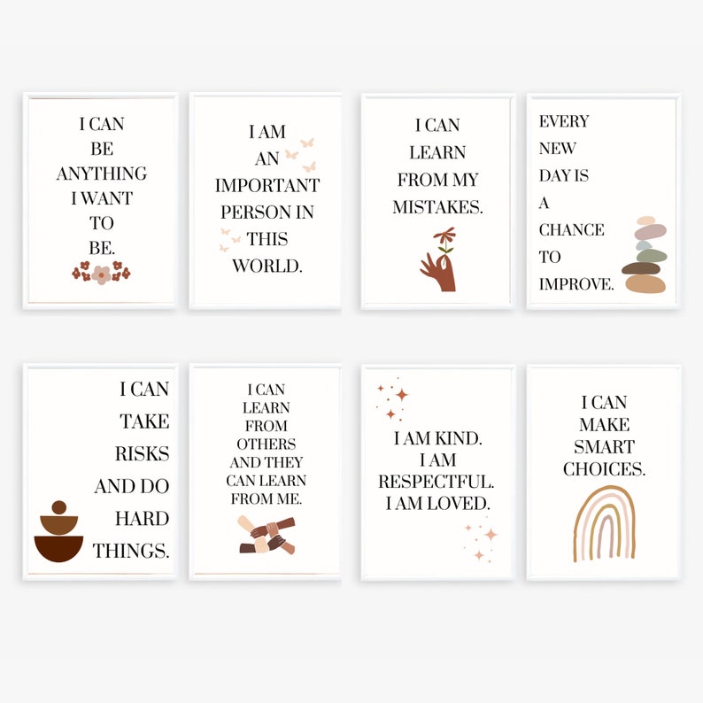 Boho Student Affirmations Growth Mindset Prints Positive | Etsy
