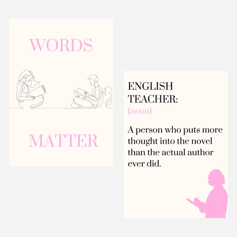 Pink Funny Grammar Posters; English Literature Classroom Prints ...
