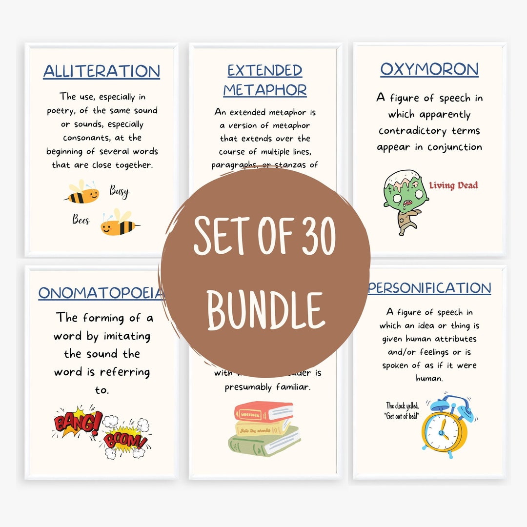 Literary Devices Techniques Posters; High School; Middle School ...