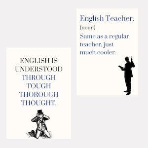 Funny English Teacher Posters Gift; English Literature Classroom Decor ...