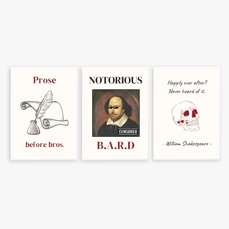 Funny Shakespeare Meme Wall Art Bundle Set of 3; William Shakespeare ...