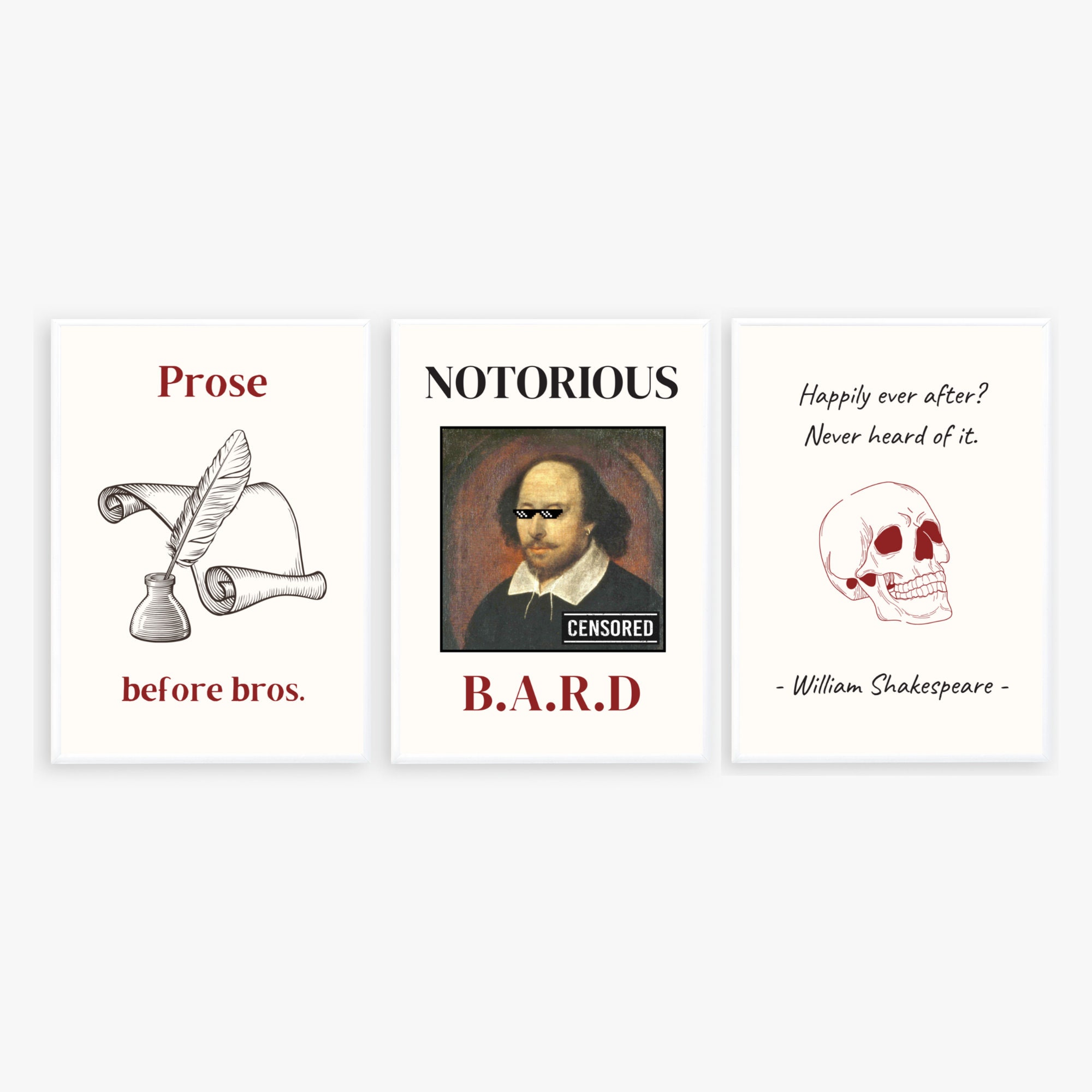 Funny Shakespeare Meme Wall Art Bundle Set of 3; William Shakespeare ...