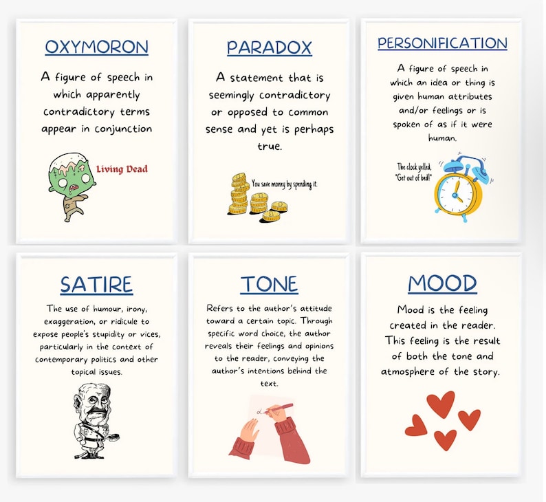 Literary Devices Posters; High School; Middle School; English Classroom ...