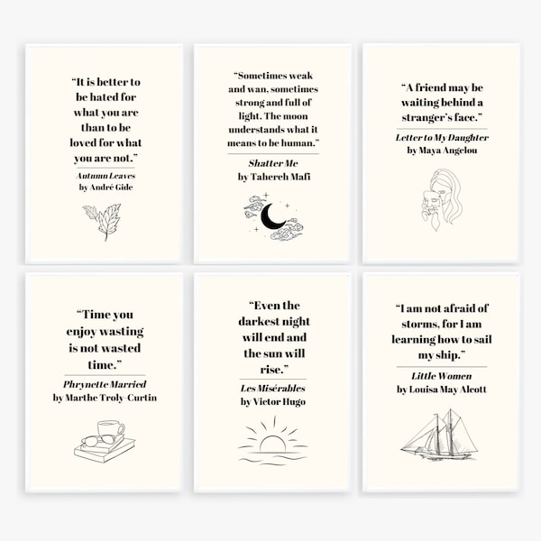 Influential Inspiring Authors Book Quote Wall Collage Bundle Set of 10 ...