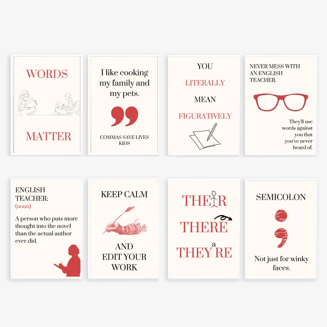 Funny Grammar Posters; English Literature Classroom Prints; Educational ...