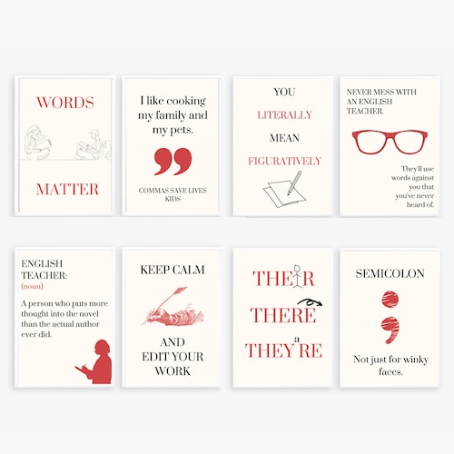 Funny Grammar Posters English Literature Classroom Prints - Etsy