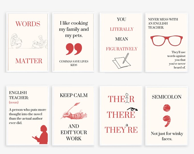 Funny Grammar Posters; English Literature Classroom Prints; Educational ...