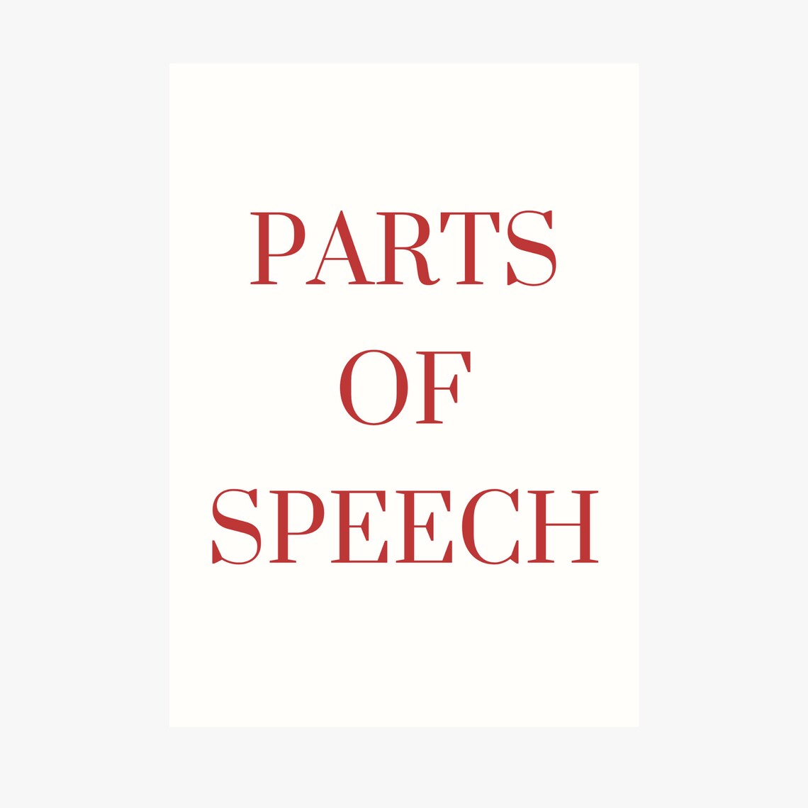 Parts of Speech Poster; Grammar Wall Art Bundle Collage; English ...