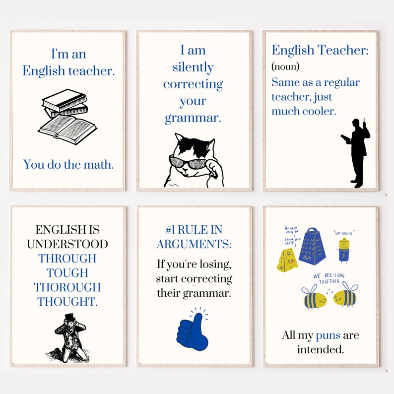 Funny English Teacher Posters Gift; English Literature Classroom Decor ...