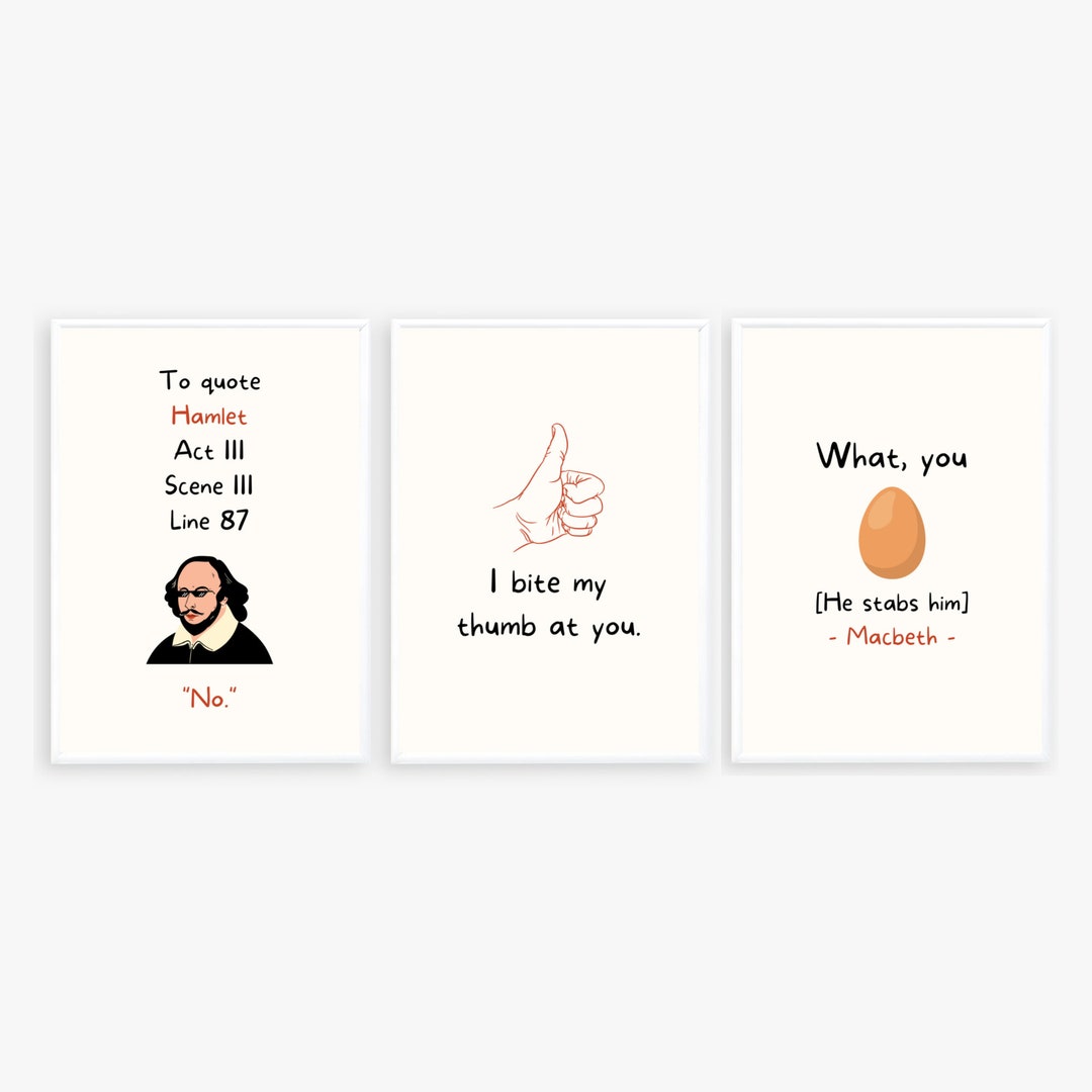 Funny Shakespeare Meme Wall Art Bundle Set of 3; William Shakespeare ...