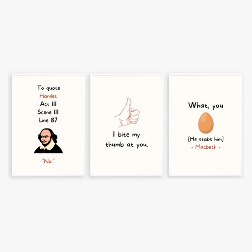 Funny Shakespeare Meme Wall Art Bundle Set of 3 William - Etsy