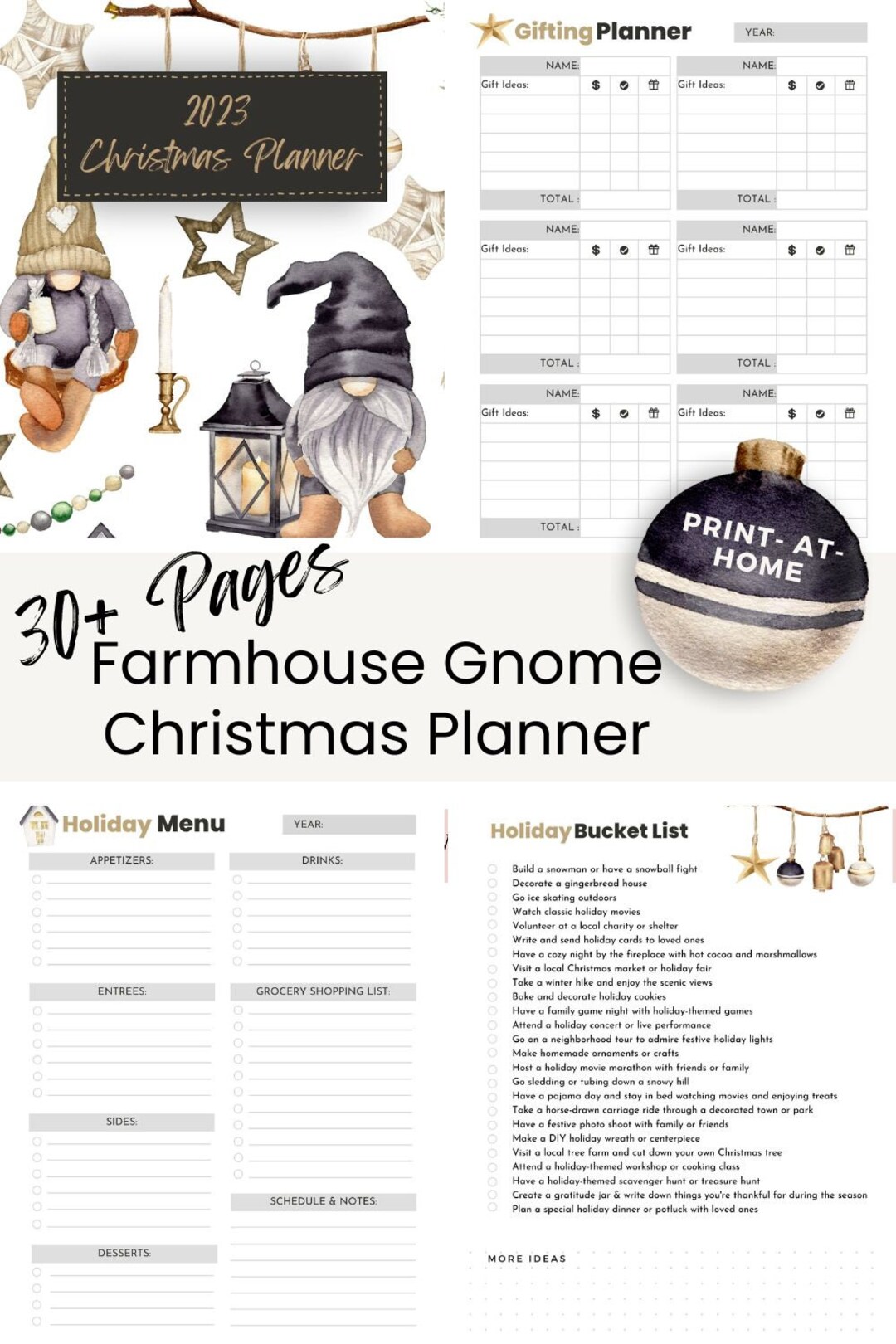Farmhouse Gnome Themed Christmas Planner Printable PDF - Etsy