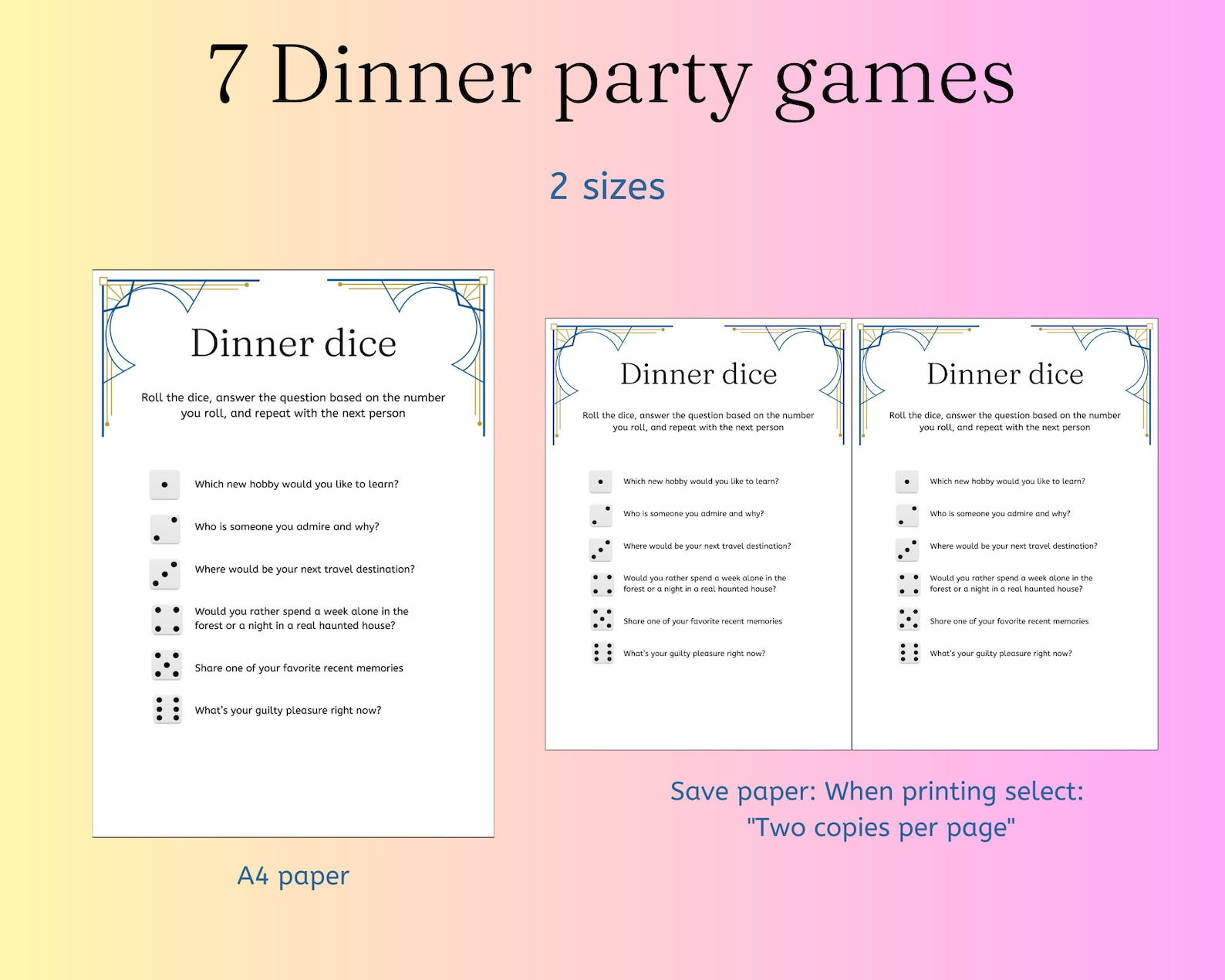 7 Printable Dinner Party Games|dinner Table Party Games|adult Dinner ...
