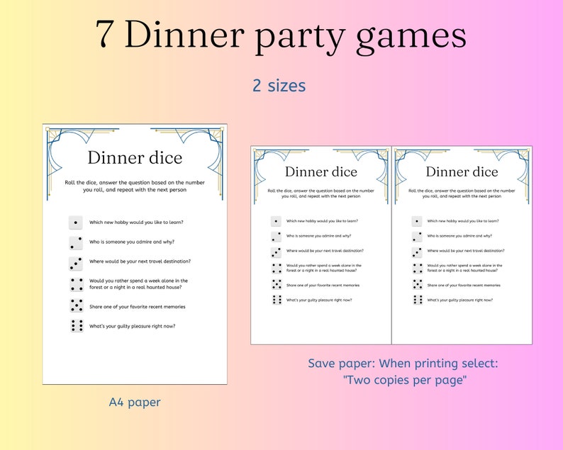 7 Printable Dinner Party Games|dinner Table Party Games|adult Dinner ...