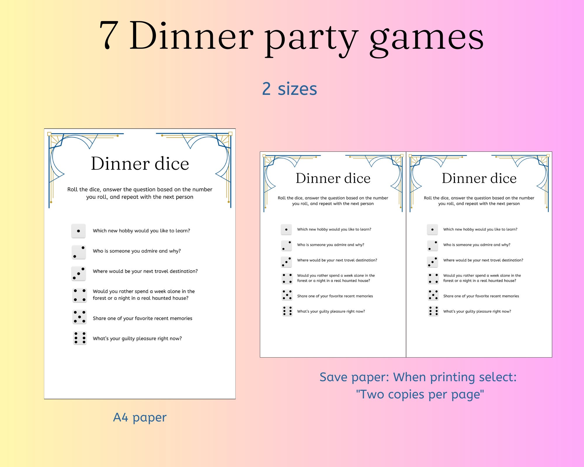 7 Printable Dinner Party Games|dinner Table Party Games|adult Dinner ...