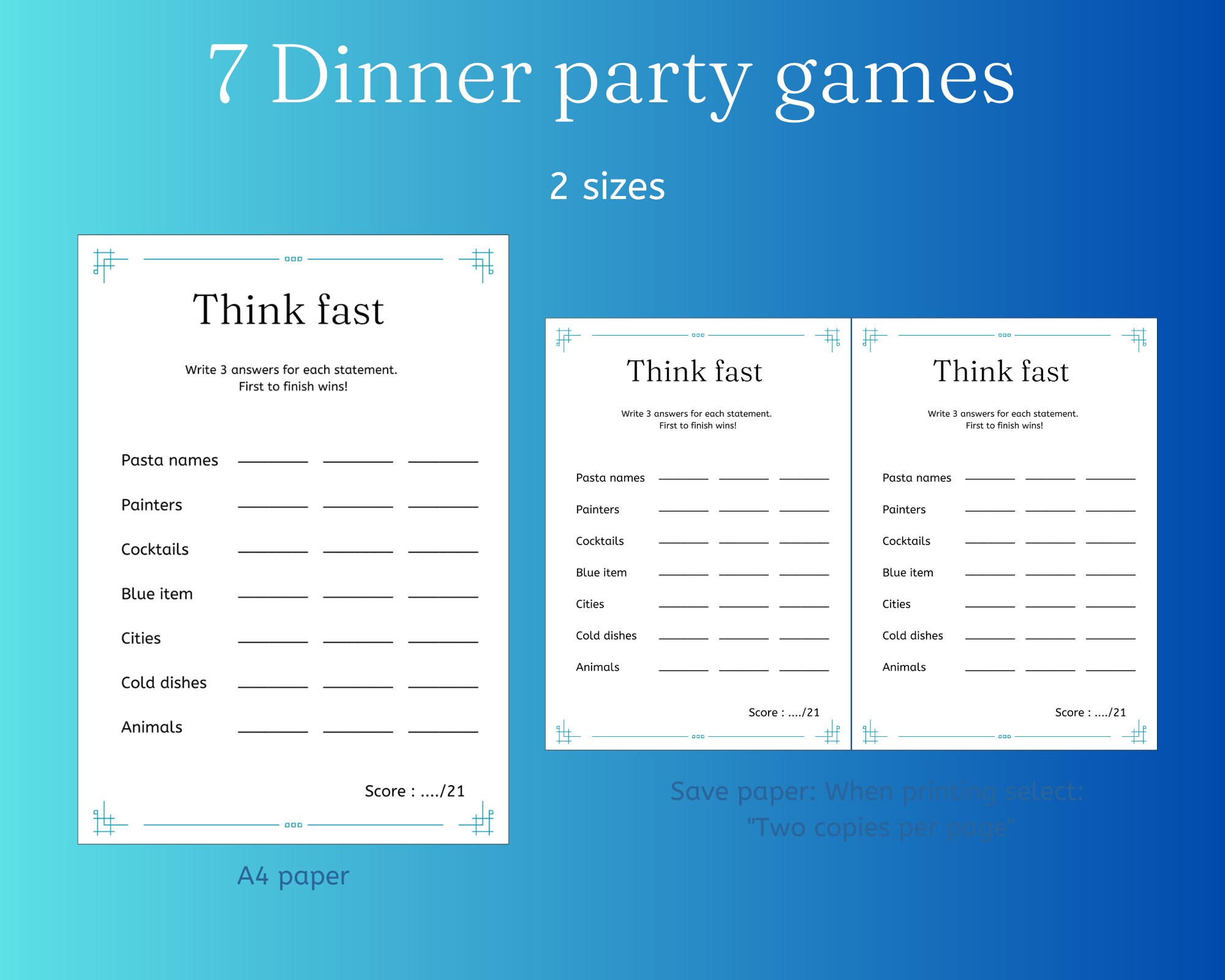 7 Printable Dinner Party Games|dinner Table Party Games|adult Dinner ...