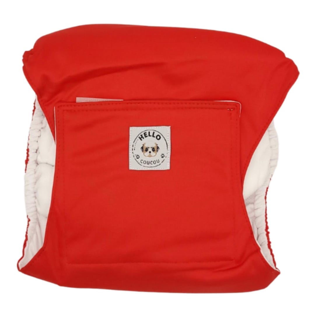 Red - Male Dog Nappy Diaper Senior Physiological Marking Heat Potty ...