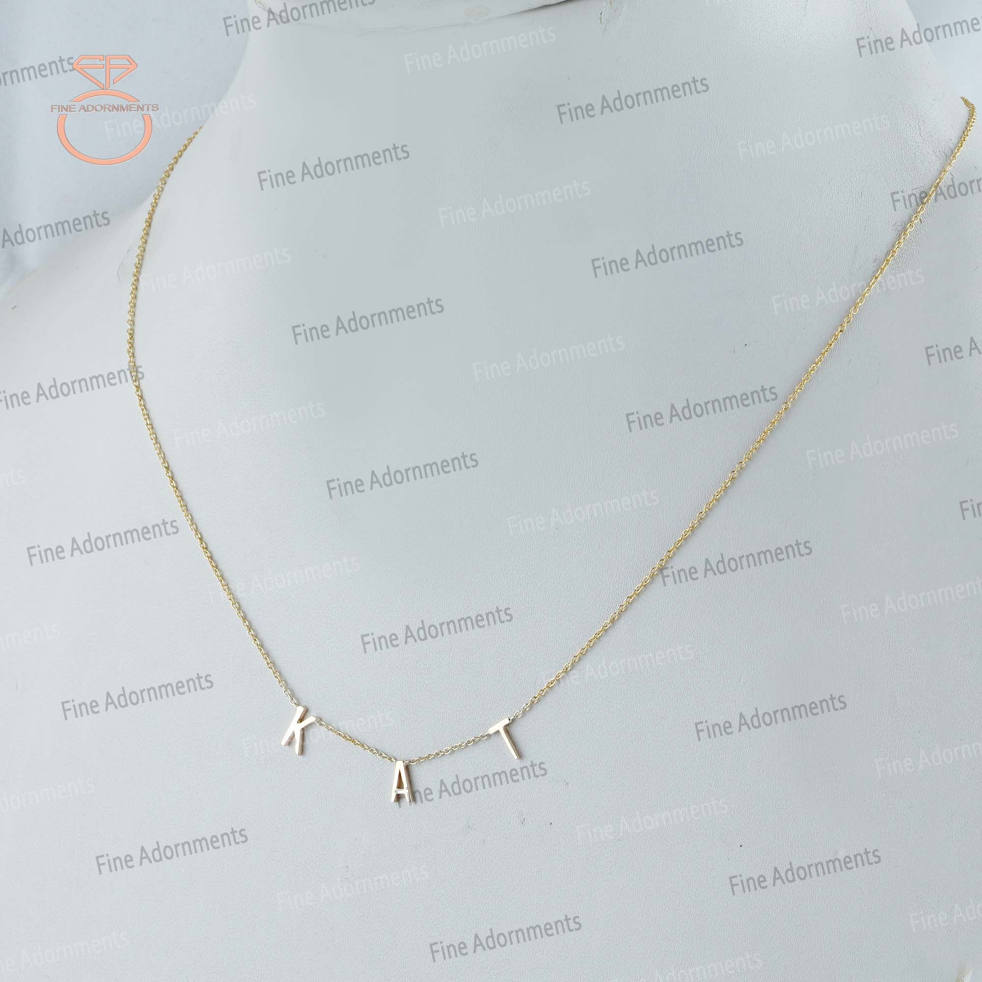 14K Gold Name Necklace 3 Initial Personalized Necklace - Etsy