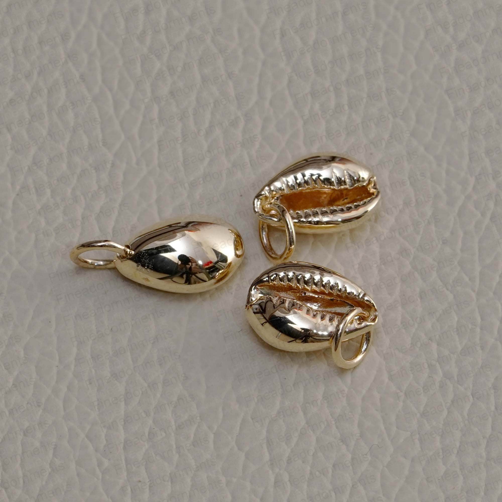 Solid 14k Yellow Gold Cowrie Shape Shell Pendant Charm Jewelry - Etsy