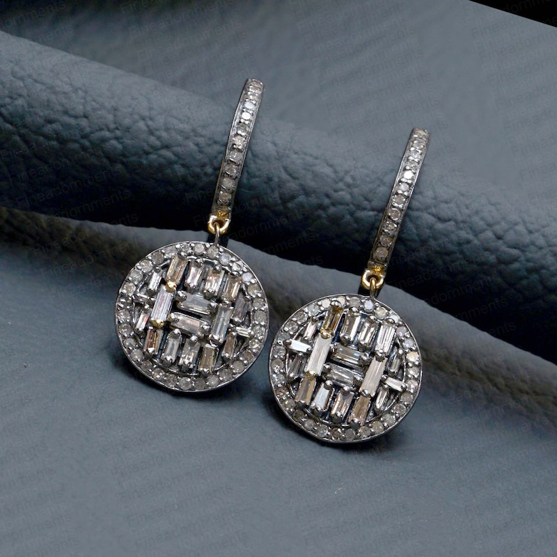 925 Sterling Silver Pave Hoop Earrings - Etsy