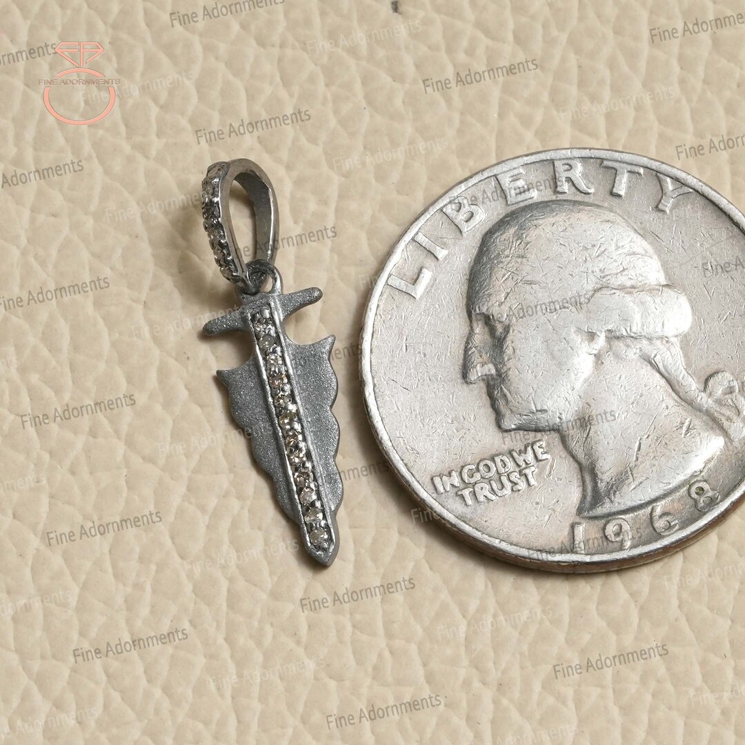 Pave Diamond Arrow Pendant, 925 Silver Diamond Jewelry, Oxidized ...