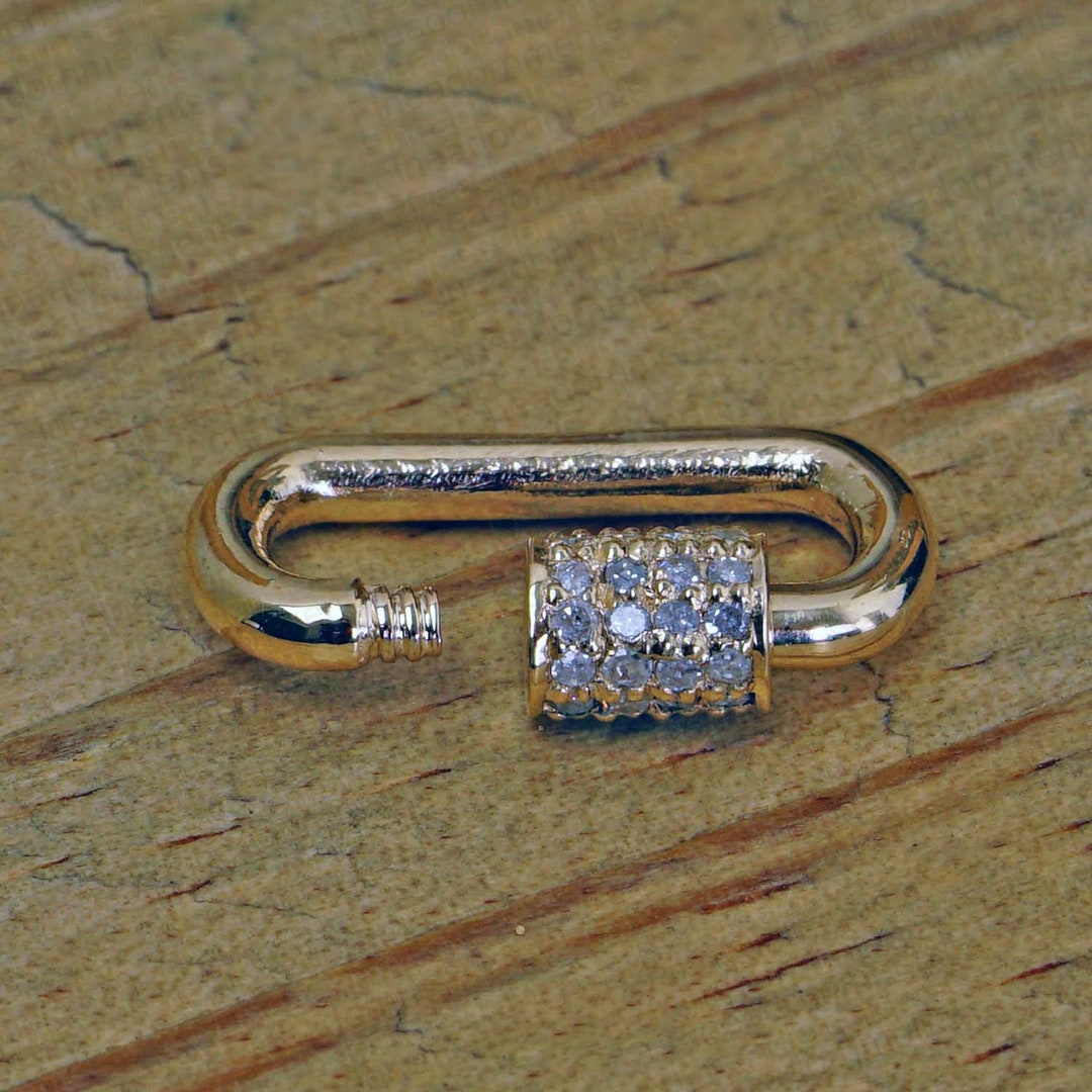 Solid 14k Yellow Gold Finding Jewelry Connector Openable Carabiner ...