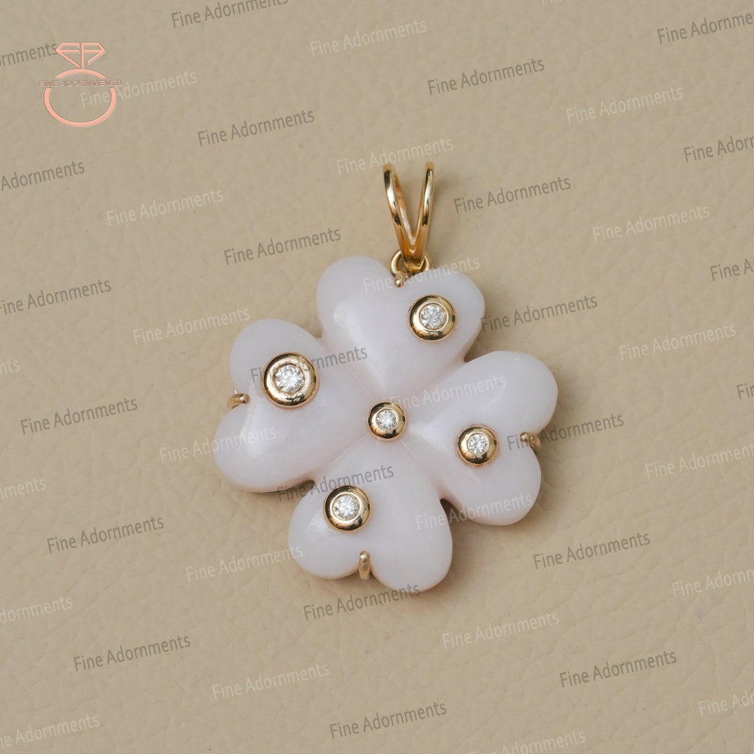 Natural Opel Gemstone Pendant Bezel Set Diamond Jewelry Solid 14k ...