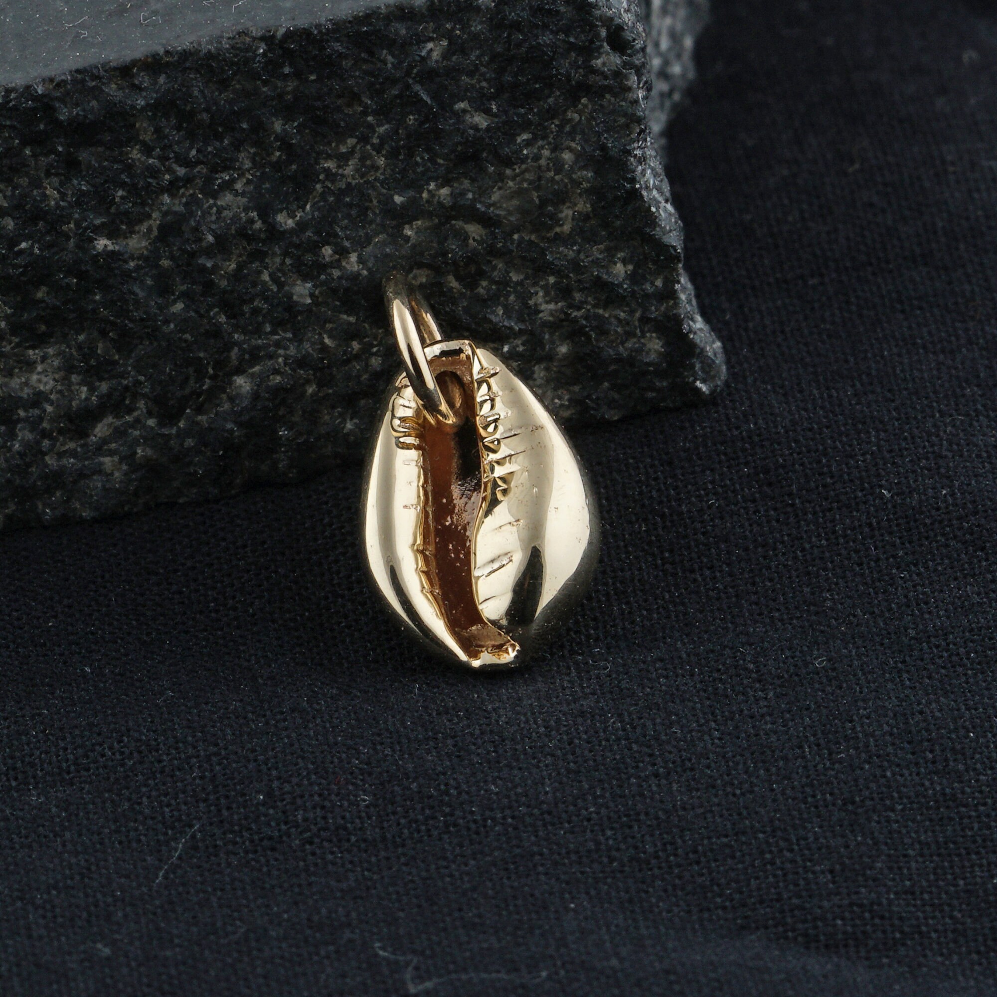 Solid 14k Yellow Gold Cowrie Shape Shell Pendant Charm Jewelry - Etsy