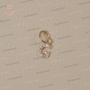 Solid 14k Gold G Initial Pendant, Pave Diamond G Letter Jewelry, Unisex ...