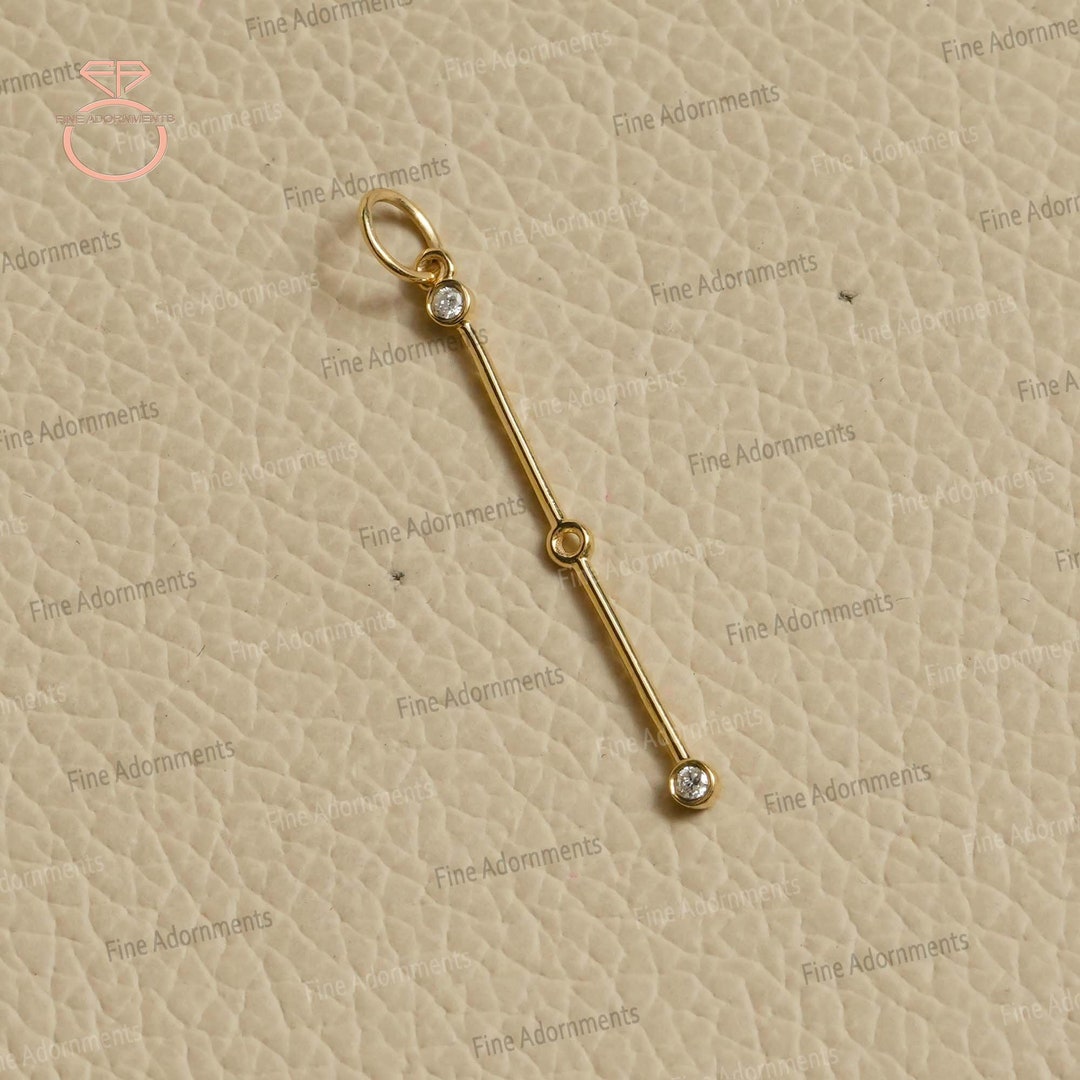 18k Yellow Gold Bar Diamond Finding Handmade Big Jewelry Connector ...