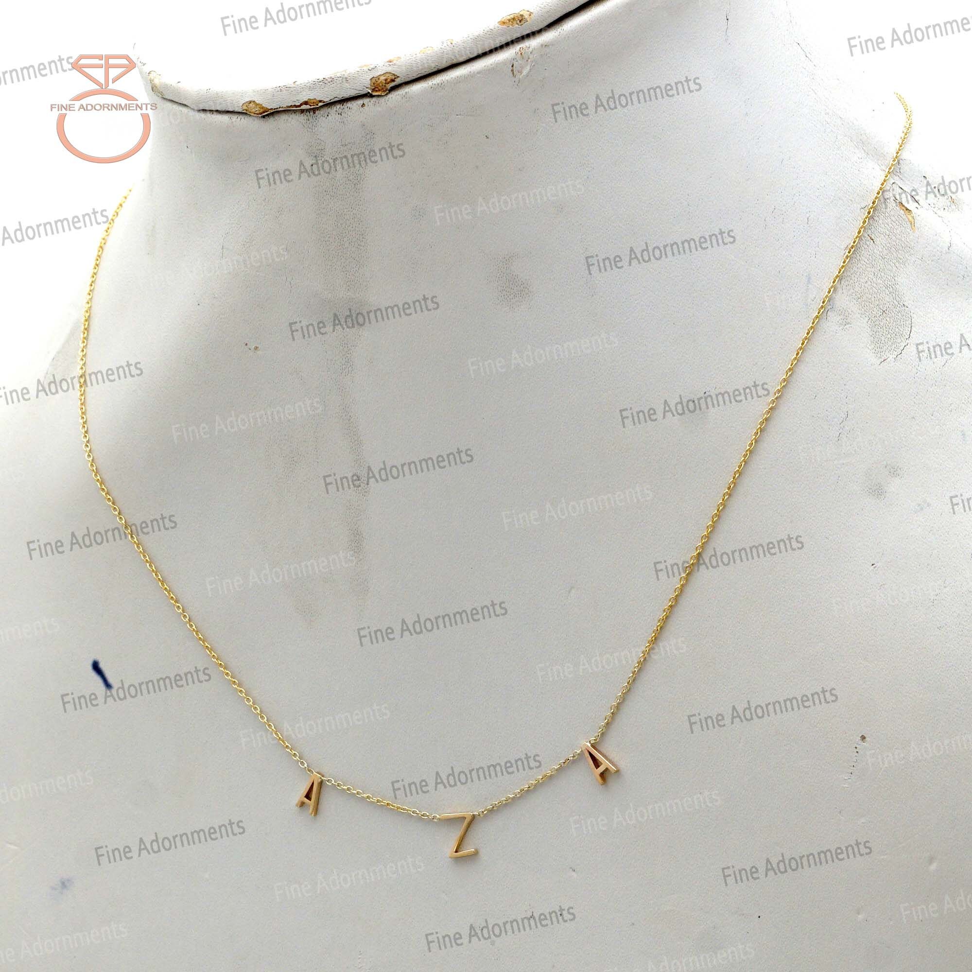 14K Gold Name Necklace 3 Initial Personalized Necklace - Etsy